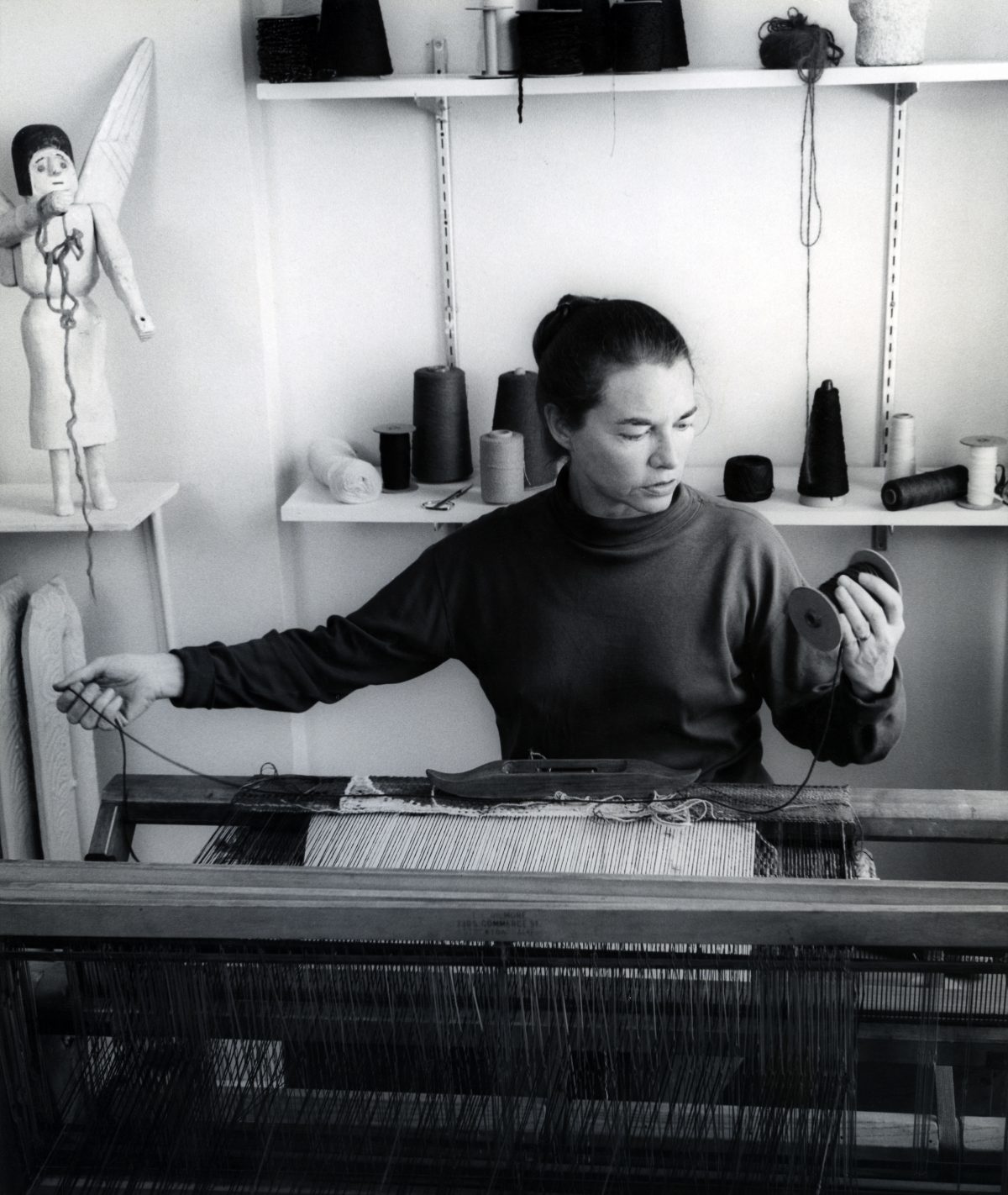 1. Lenore Tawney in her Chicago studio, 1957 - Lenore G. Tawney Foundation